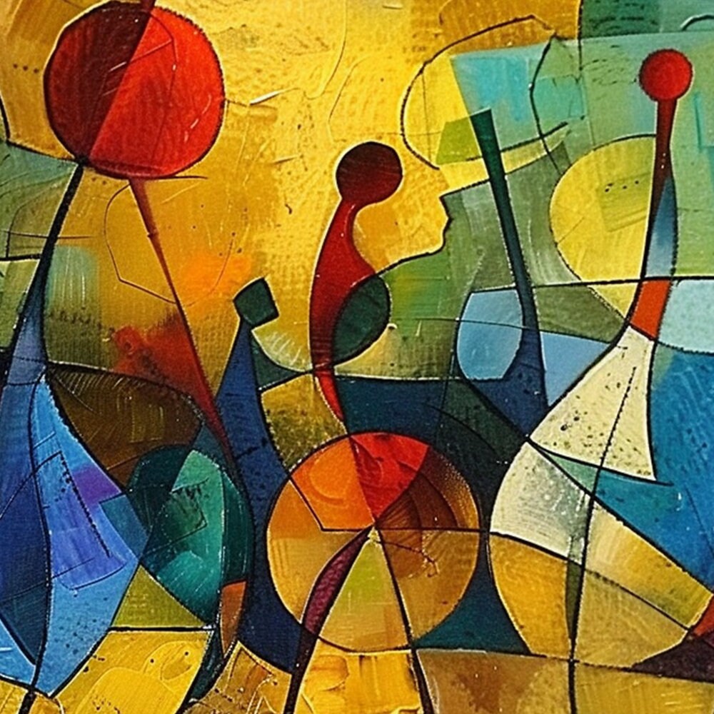 Abstract Original Colored Figures Oil Painting on Canvas, Large Wall ...
