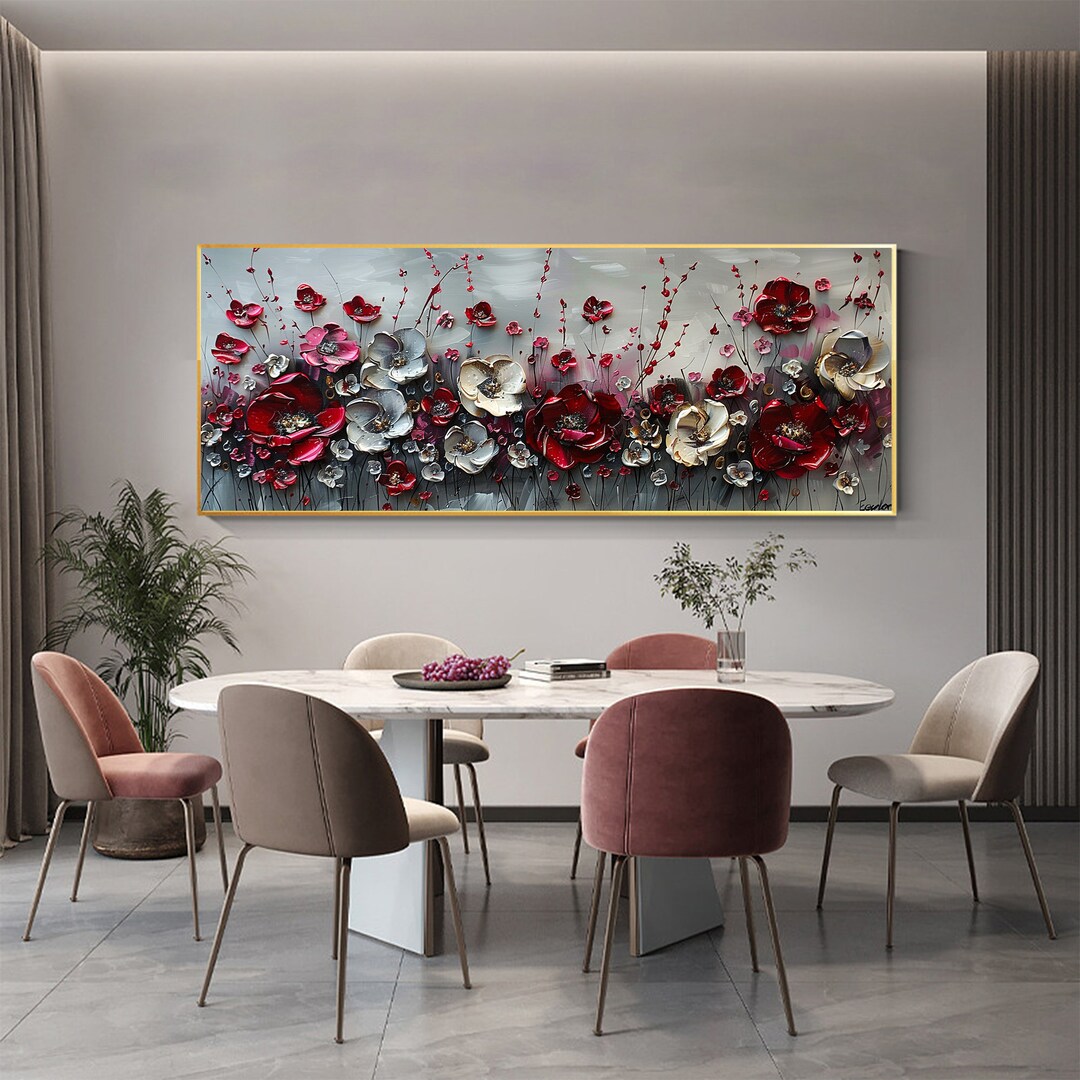 Abstract Flower Landscape Oil Painting on Canvas Large Wall Art ...