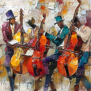 Large Abstract Jazz Band Oil Painting on Canvas Wall Art, Original ...