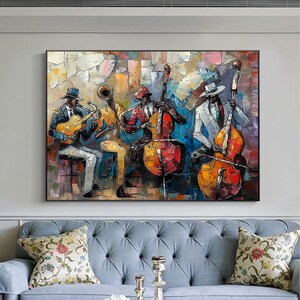 Abstract Jazz Music Oil Painting on Canvas Large Wall Art, Original ...