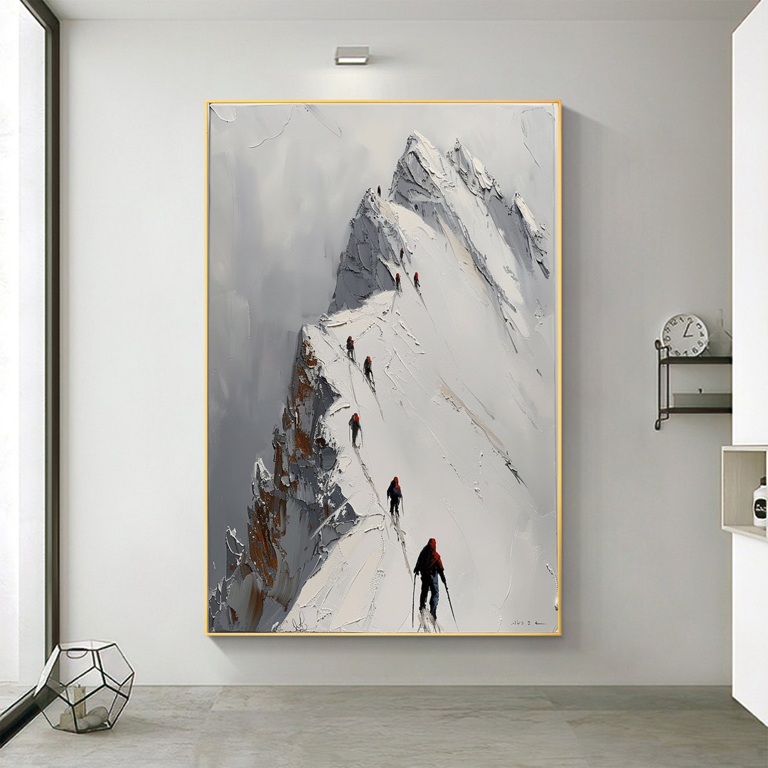 Large Abstract Mountain Climbing Oil Painting on Canvas Wall Art ...