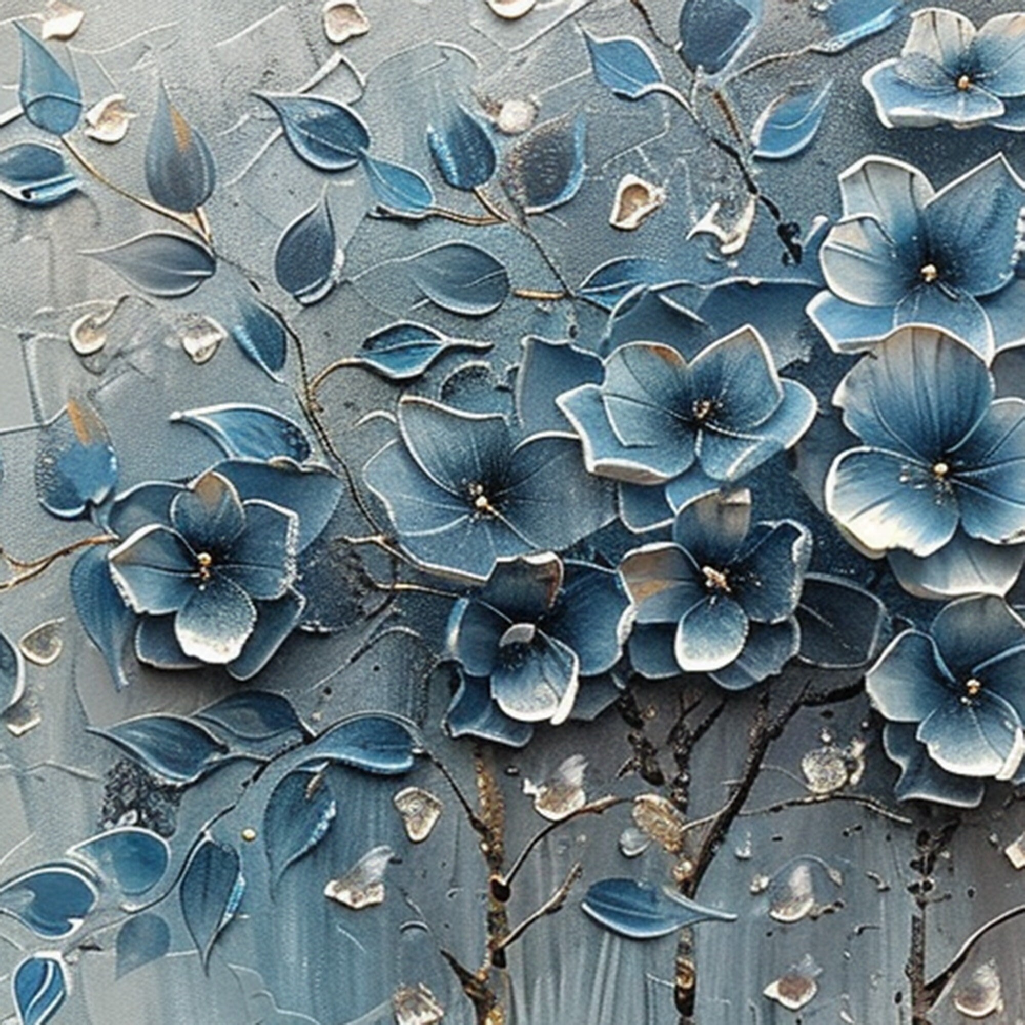 Original Blossom Tree Oil Painting on Canvas, Large Abstract 3D ...