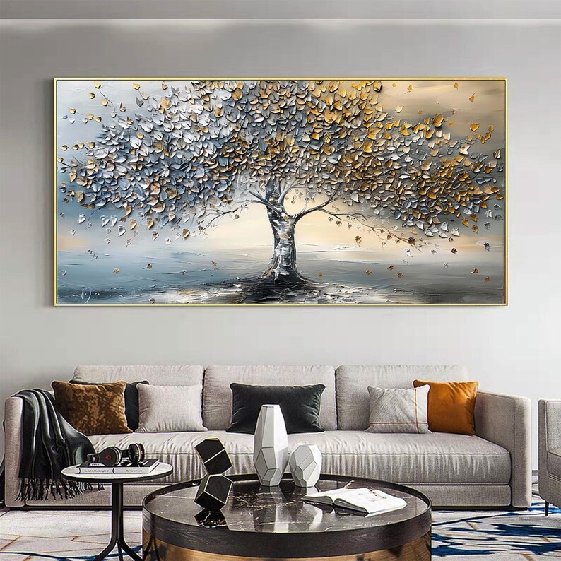 Original Tree of Life Oil Painting on Canvas, Large Abstract Textured ...