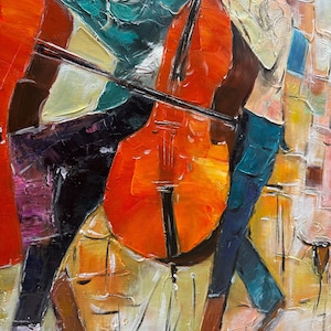 Large Abstract Jazz Band Oil Painting on Canvas Wall Art, Original ...