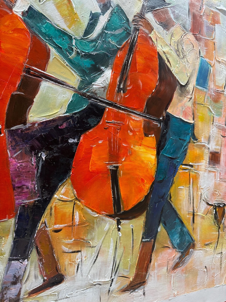 Large Abstract Jazz Band Oil Painting on Canvas Wall Art, Original ...