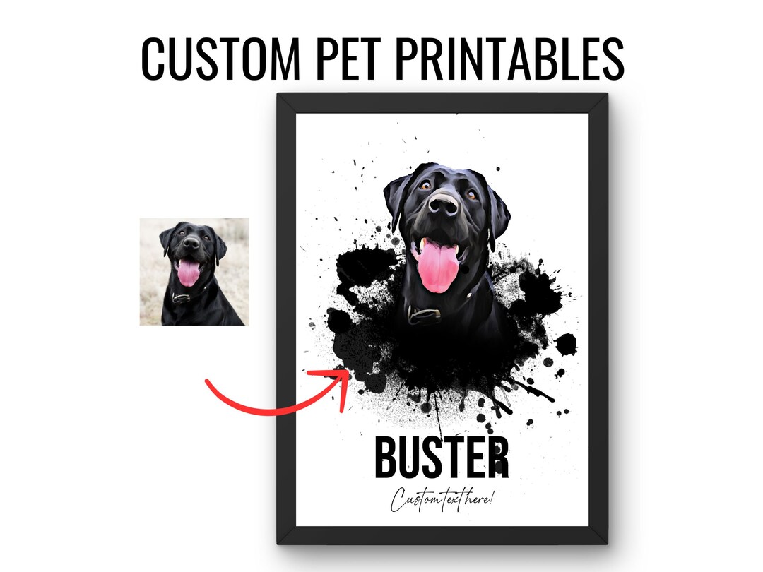 Custom Dog Portraits From Photo Custom Pet Printables Dog - Etsy