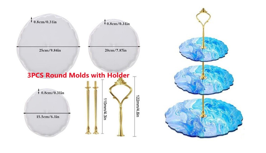 3 Tier Dessert Display Tray - Wavy - Resin/epoxy/clay Silicone Mold ...