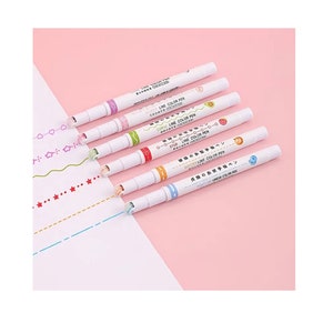 6 Piece Set Colored Shaped Pens Highlighter Set - 6 Different Colors ...