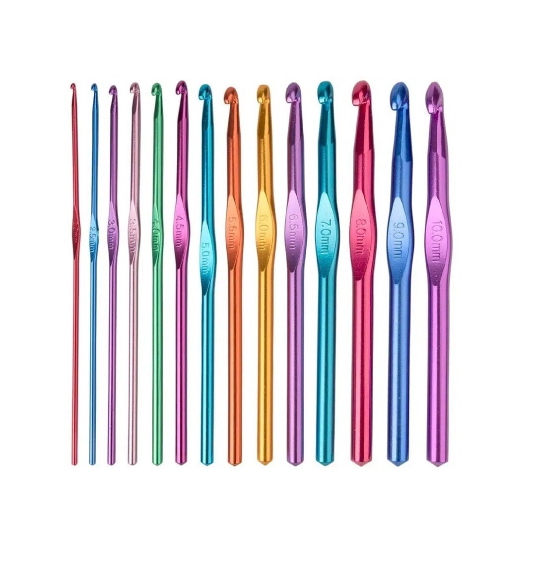 14pcs Aluminum Crochet Hook Set - Crocheting Needle Tool - Each Size ...