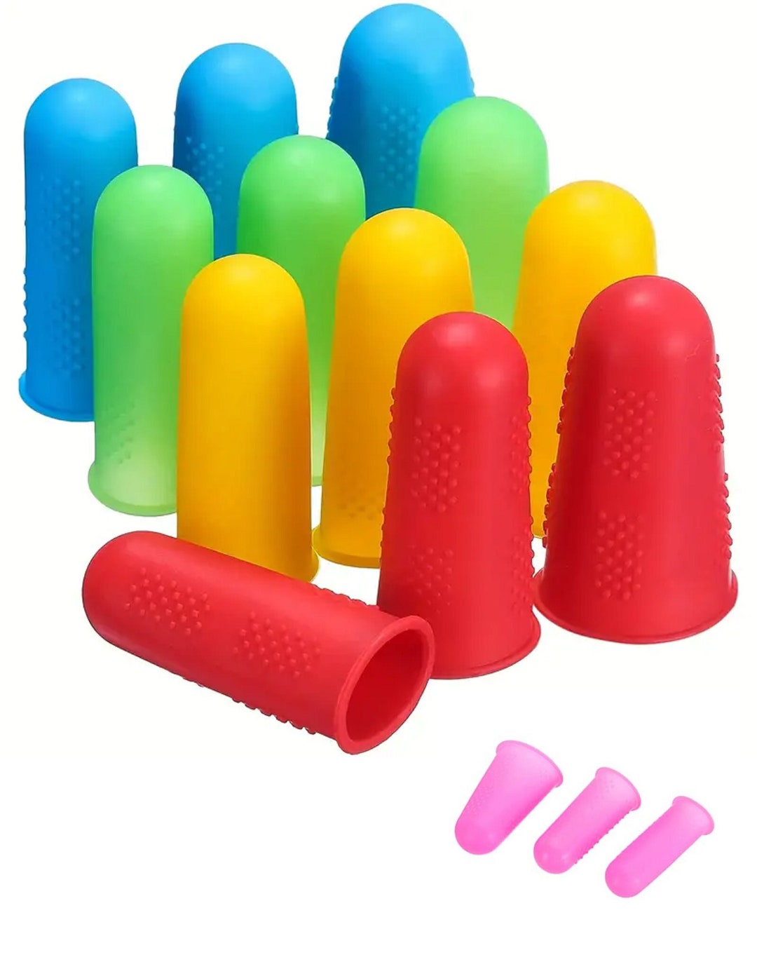 Silicone Finger Protectors - Thimble - Grips - Red - Blue - Green ...