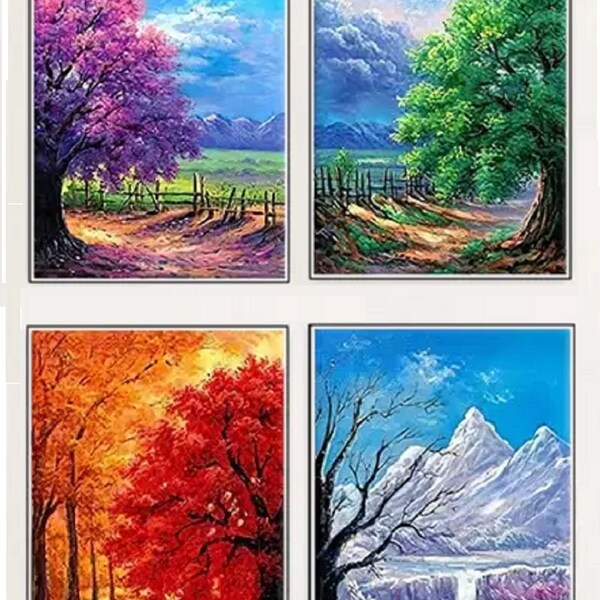 4 Seasons Paintings - Etsy