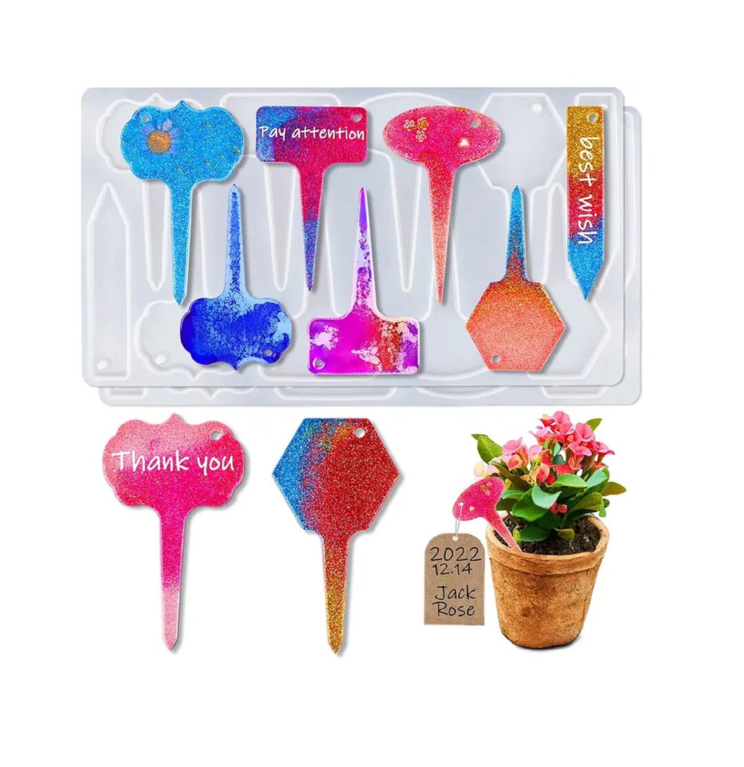 Garden Plant Name Marker - Resin/epoxy/clay Silicone Mold - 5 Different ...