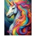 Unicorn With Golden Horn and Rainbow Mane - DIY Round 5D Rhinestone ...