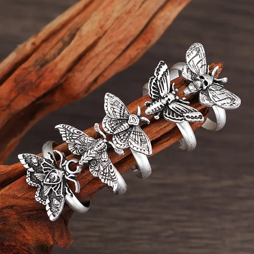 Moths - Winged Insect - Adjustable Ring - Crochet and Knitting Yarn ...