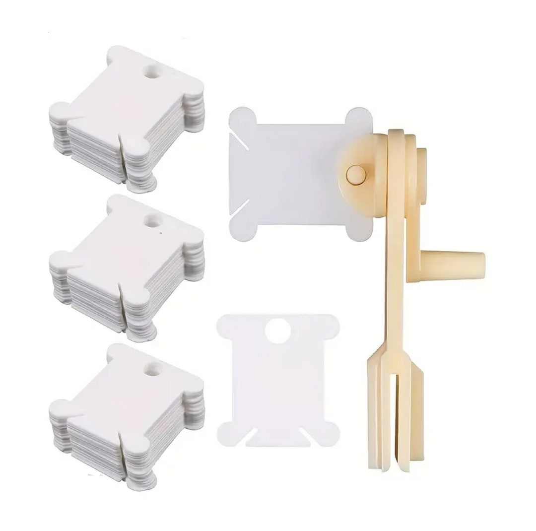 Hand Crank Plastic Thread and Embroidery Floss Winder With 30 Bobbins ...