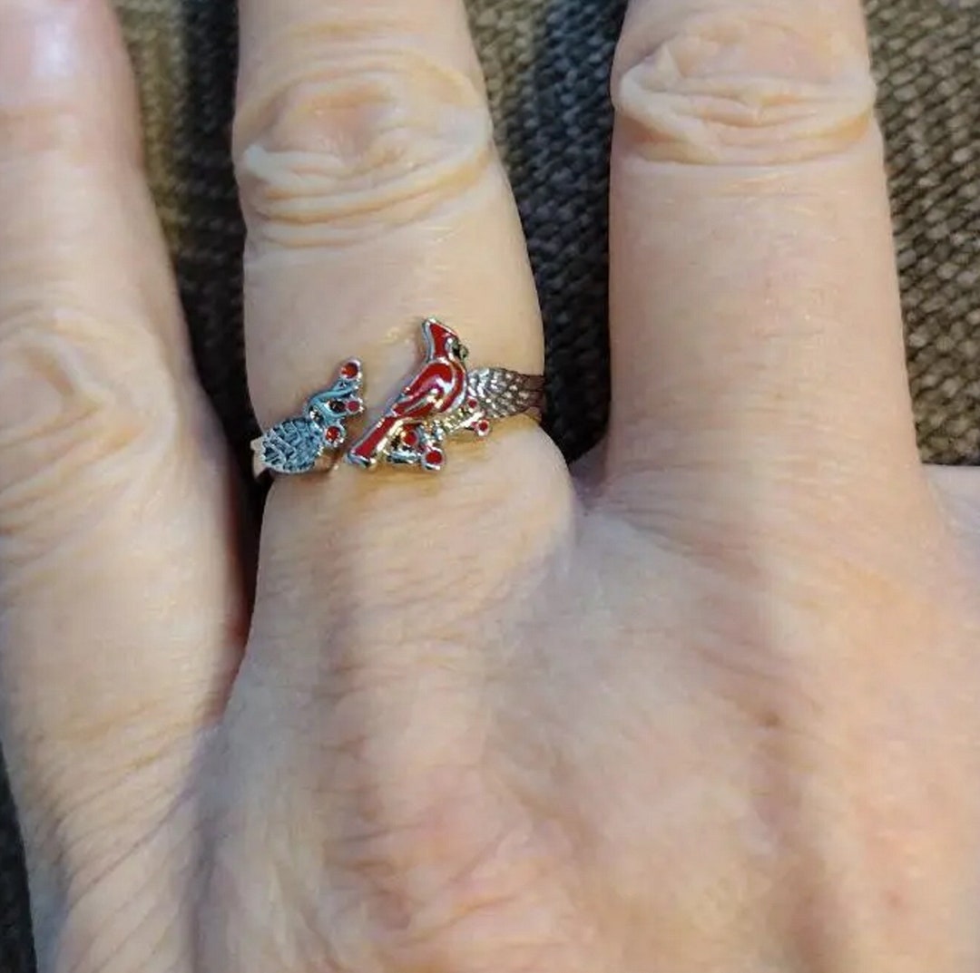 Red Cardinal Ring With Berries - I Am Always With You - Crochet and ...