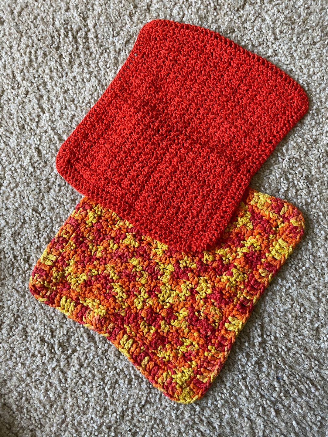 Red and Multi Color Handmade Crochet Wash Cloth or Dish Cloth - 100% ...