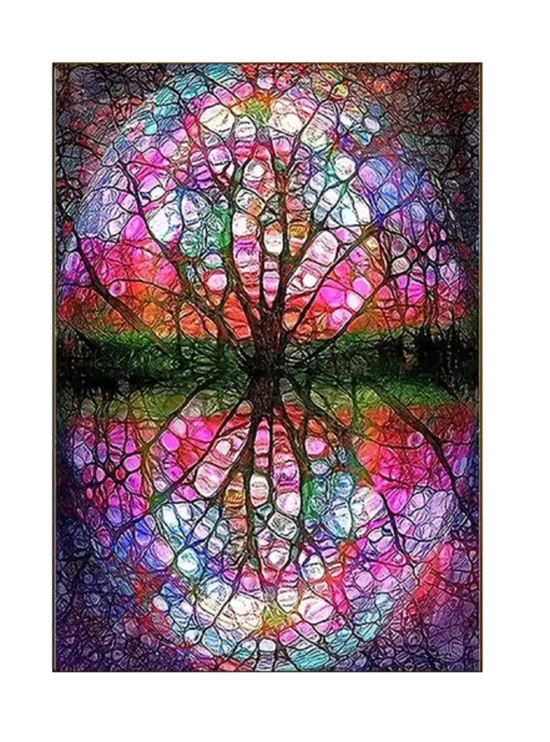 Stained Glass Tree of Reflection DIY Full Round 5D Rhinestone Diamond ...