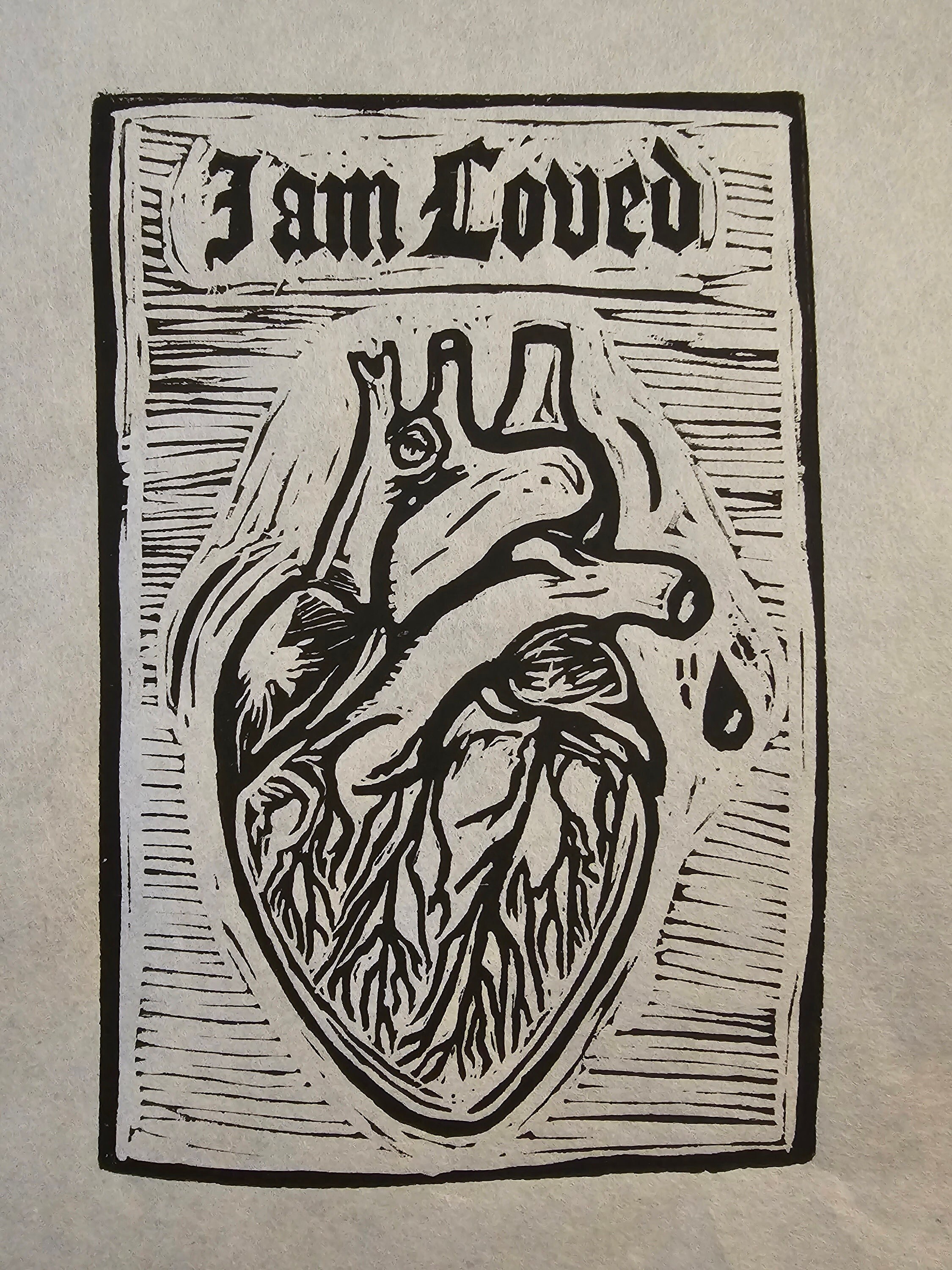 I Am Loved - Affirmation - Linocut Print - Anatomical Heart - Etsy