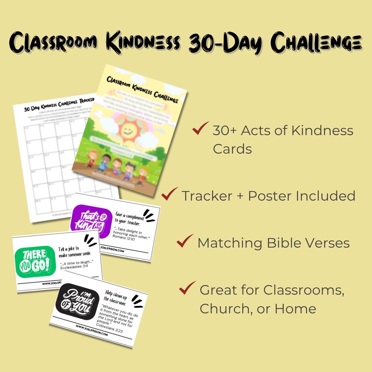 Kindness Challenge Cards for Kids: Bible Verse Activity (PDF Download ...