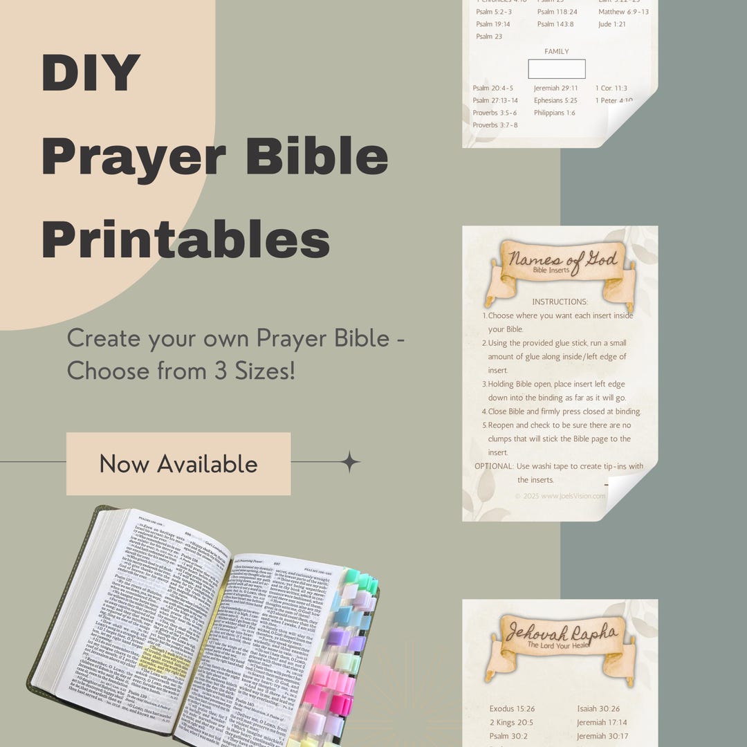 Prayer Bible Printables | DIY Inserts, Verse Lists & Color Key (digital ...