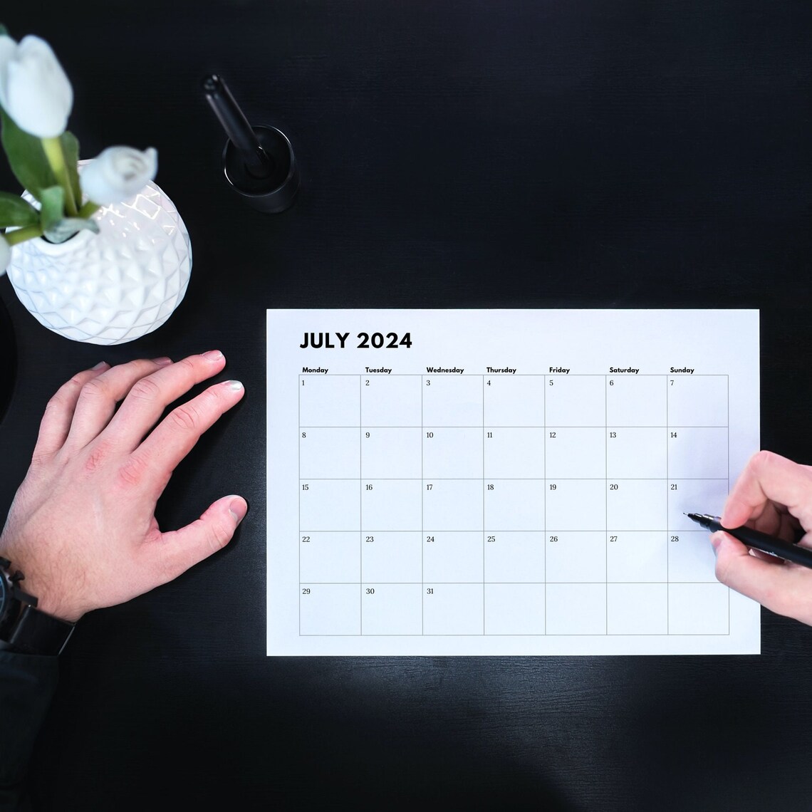 2024 Calendar 2024 Monthly Planner Print at Home Calendar 2024 Elegant ...