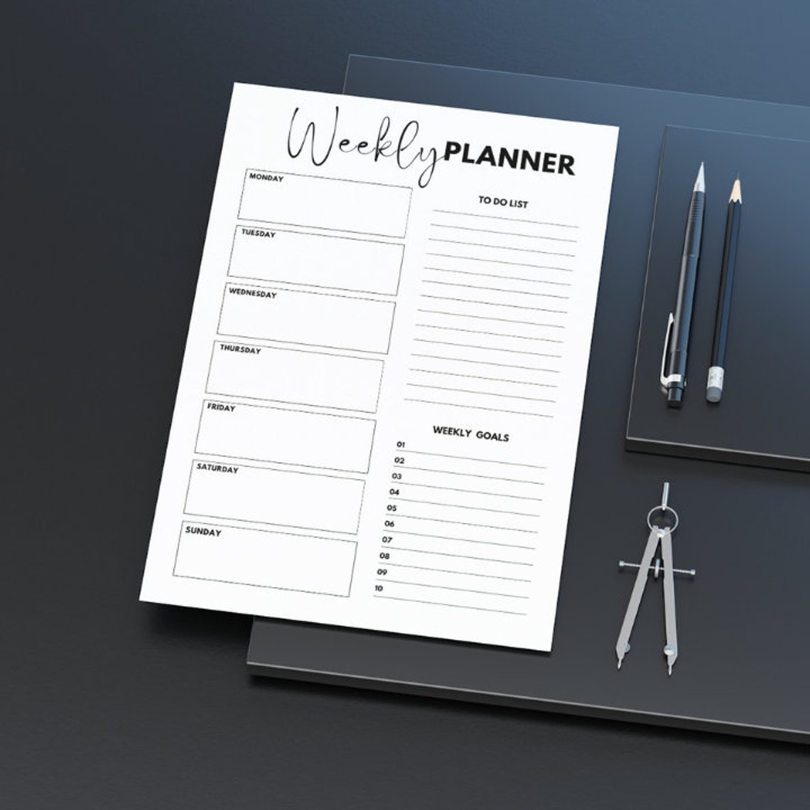 Weekly Planner for Printable and Social Media Reals on 9:16 Minimalist ...