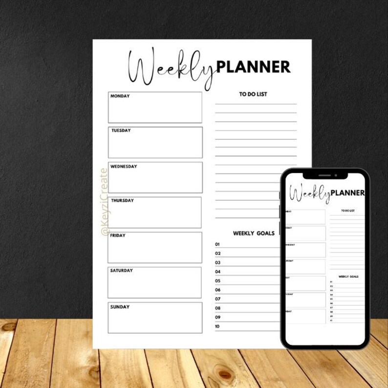 Weekly Planner for Printable and Social Media Reals on 9:16 Minimalist ...