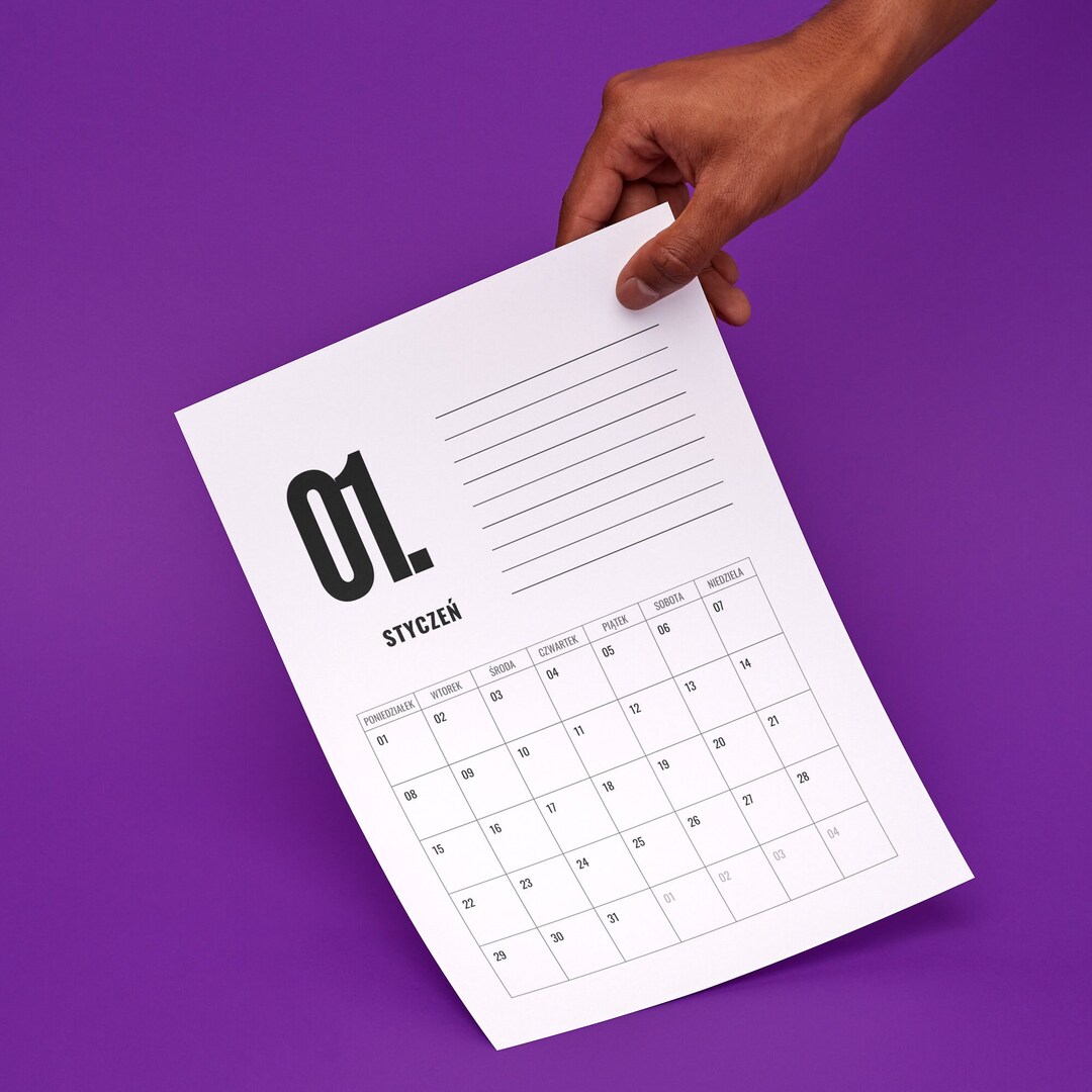 Polish Calendar With Notebook for 2024 Simple Printable - Etsy UK