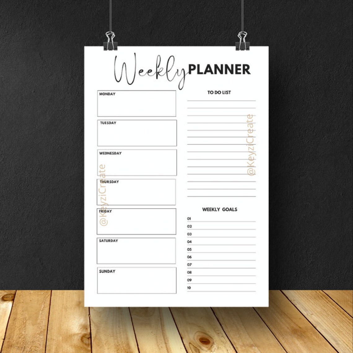 Weekly Planner for Printable and Social Media Reals on 9:16 Minimalist ...