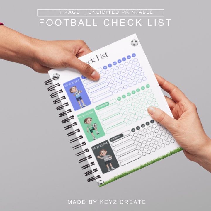 Football Check List, Daily Routine, Goals for Kids, Organizer for Kids ...