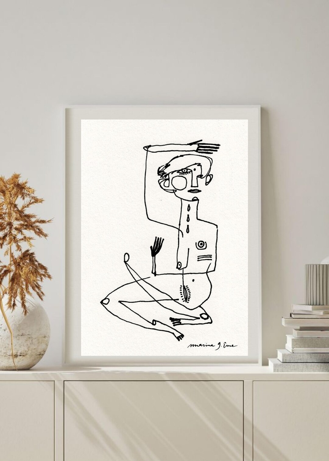 One Line Art Print Modern Female Digital Wall Art - Etsy