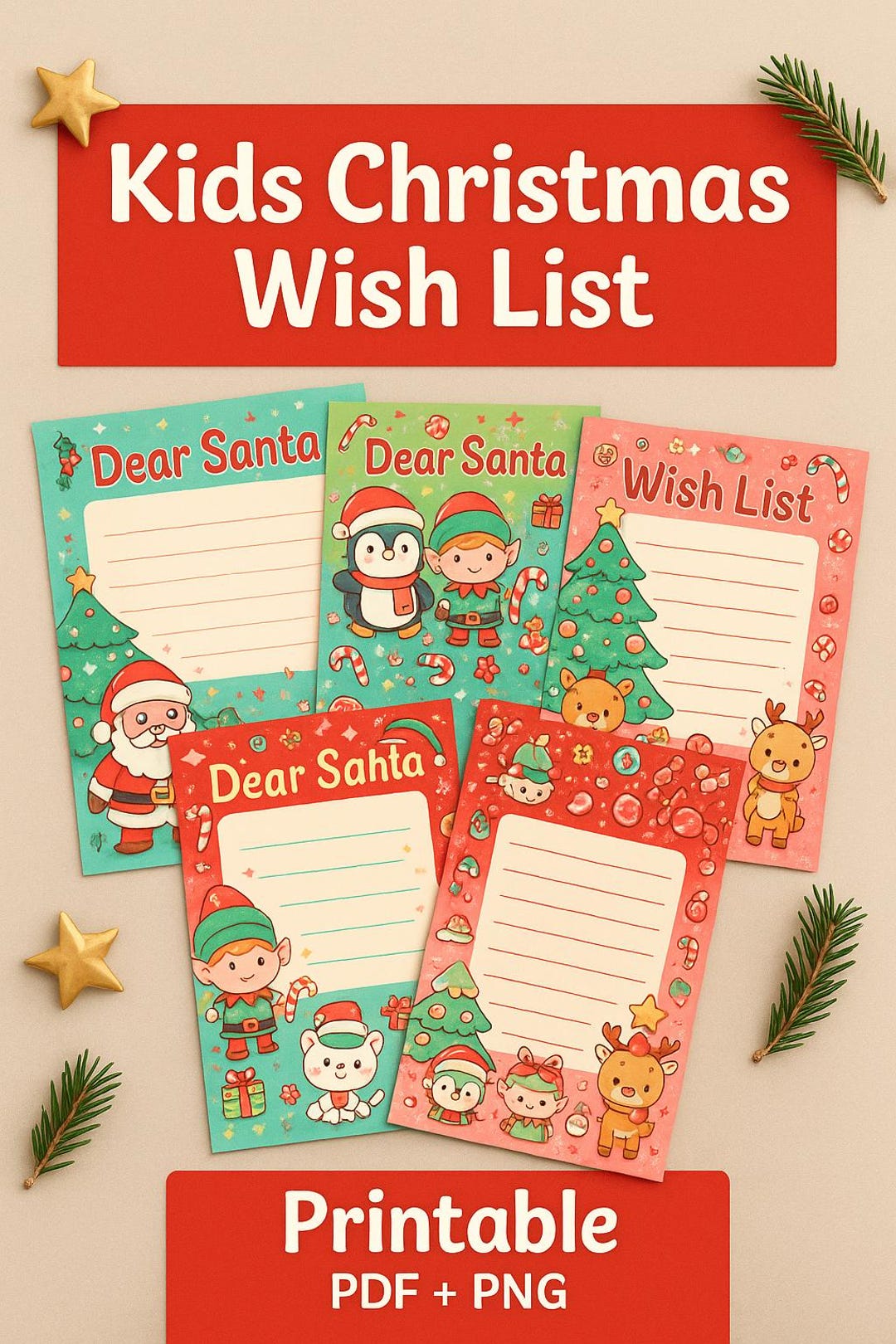 Kids Christmas Wish List & Dear Santa Letter - Etsy