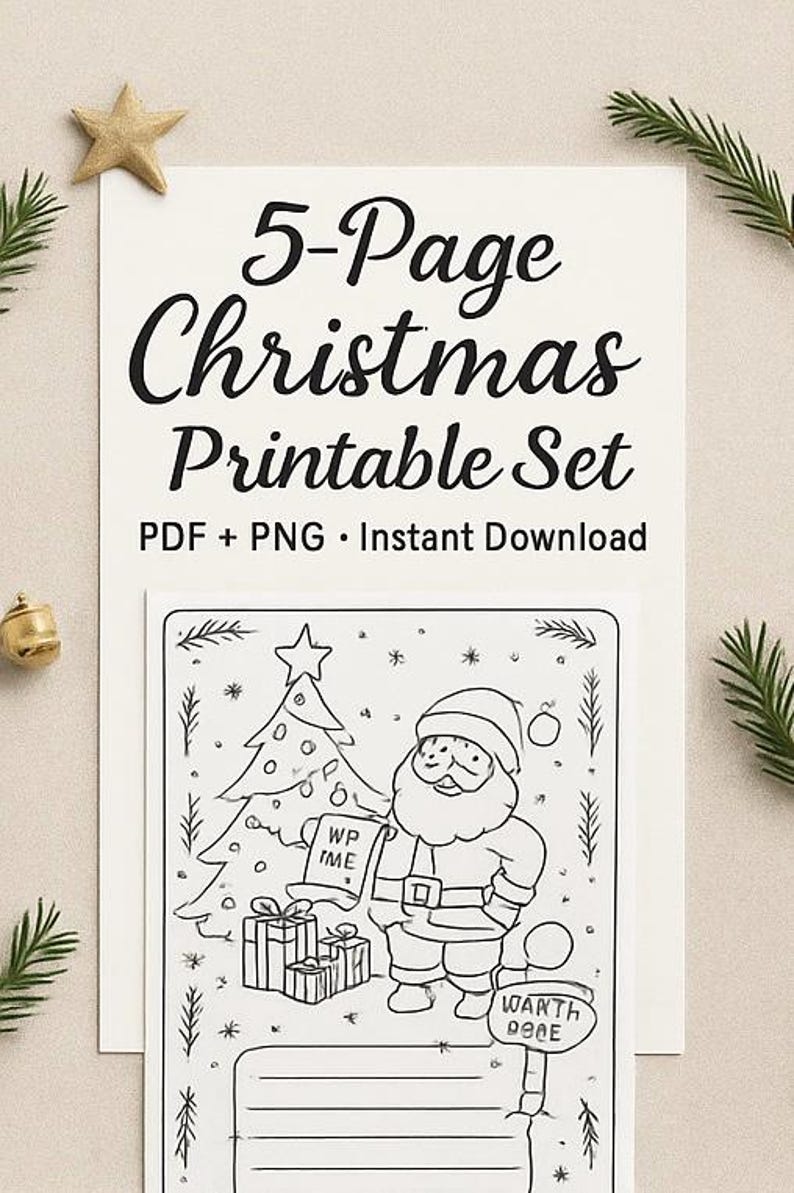 Letter to Santa Coloring Pages, Christmas Wish List (PDF) - Etsy Australia
