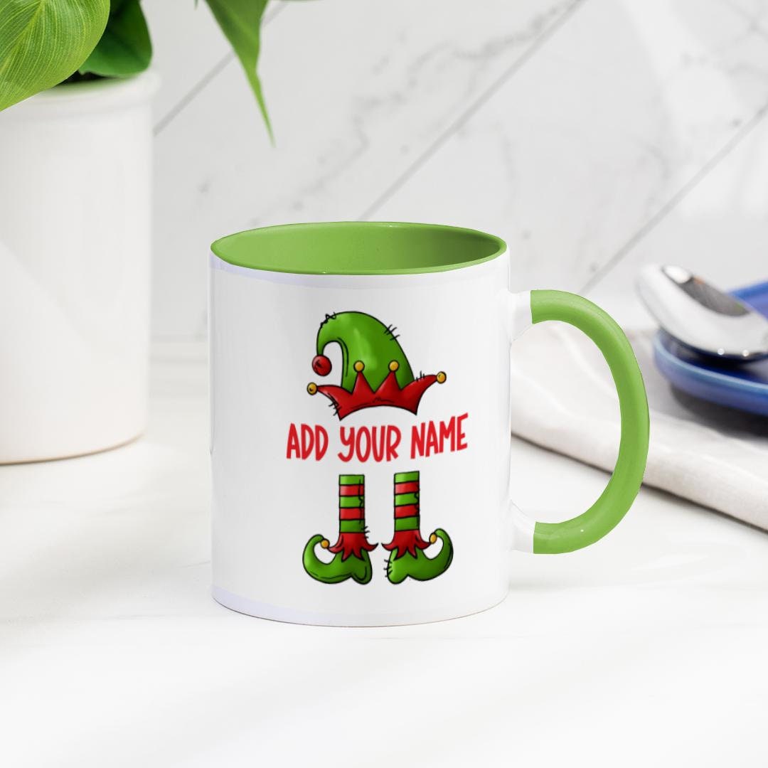 Personalised Elf Christmas Mug | Christmas Elf Design | Add Your Name ...