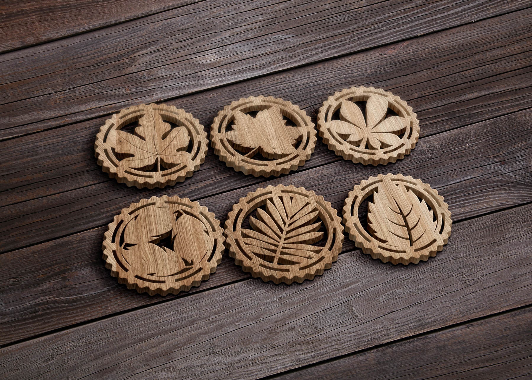Leaves Trivets, SVG Flower Coasters Svg, Wood Leaves Coasters Laser Cut ...