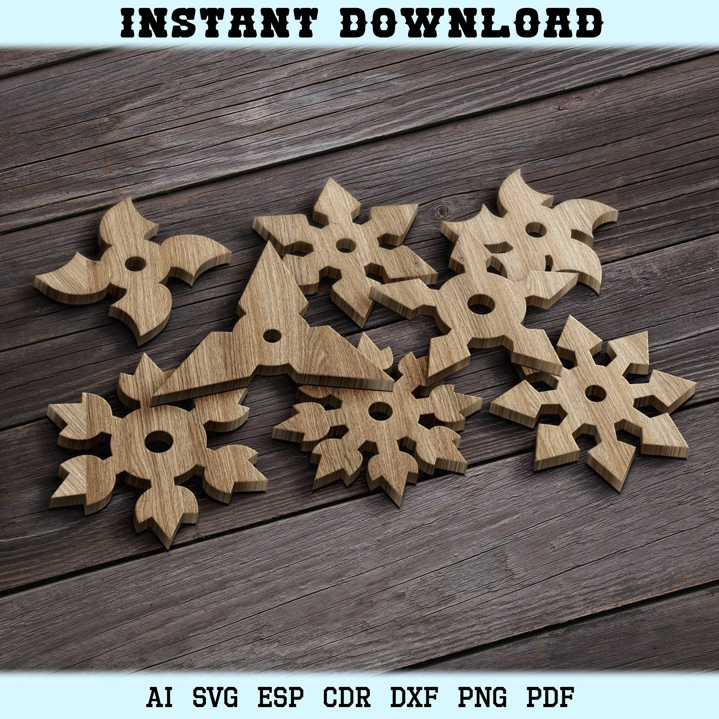 Ninja Star Coasters Glowforge Cut Files Ninja Stars Wood Coasters and ...