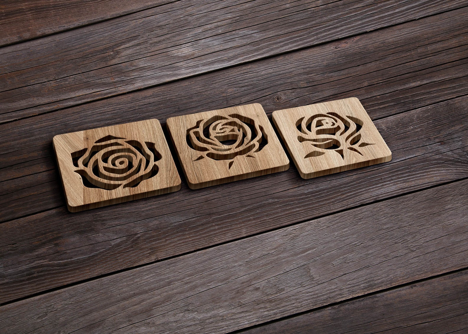 Rose Trivets, Square Rose Coasters Svg, Square Rose Coaster Laser Cut ...