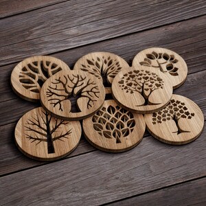 Tree Coasters SVG Laser Cut Tree Trivet Grill Round Tree Wall Decor ...