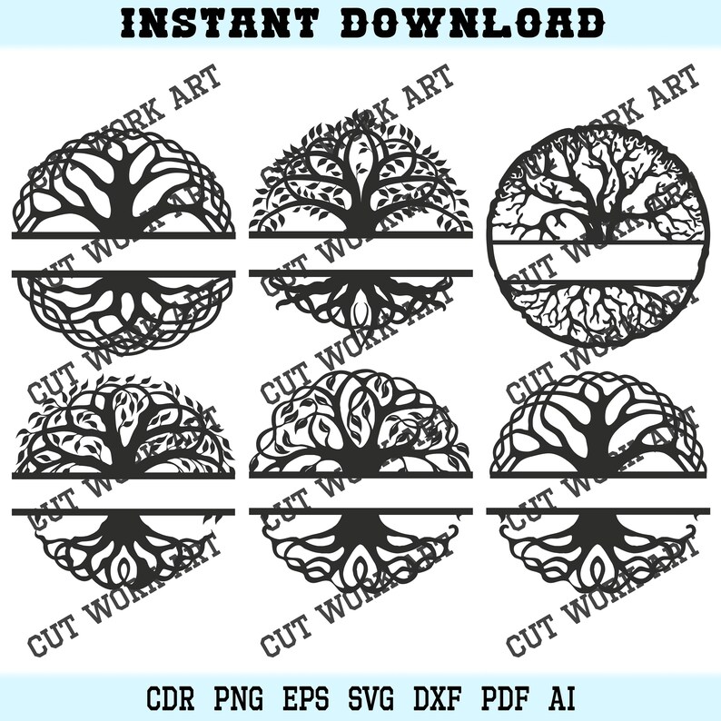 Celtic Tree of Life Split Frames SVG, Digital Cut Files, DXF Vector ...