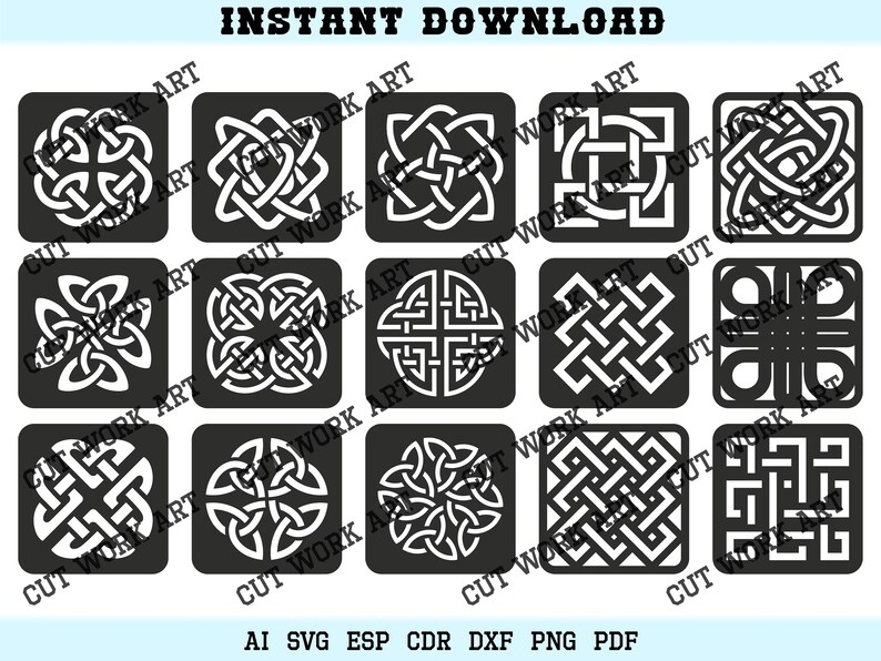 15 Celtic Coasters SVG, SVG Celtic Knot, Home Decor SVG, Coaster Grill ...