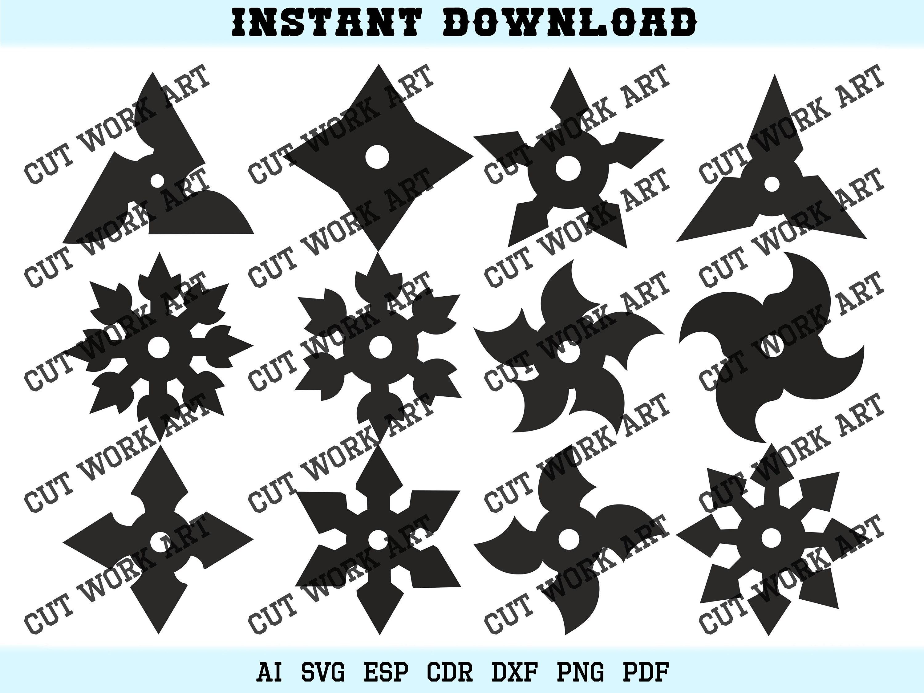 Ninja Star Coasters Glowforge Cut Files SVG DXF Wood Trivets Wall Decor ...