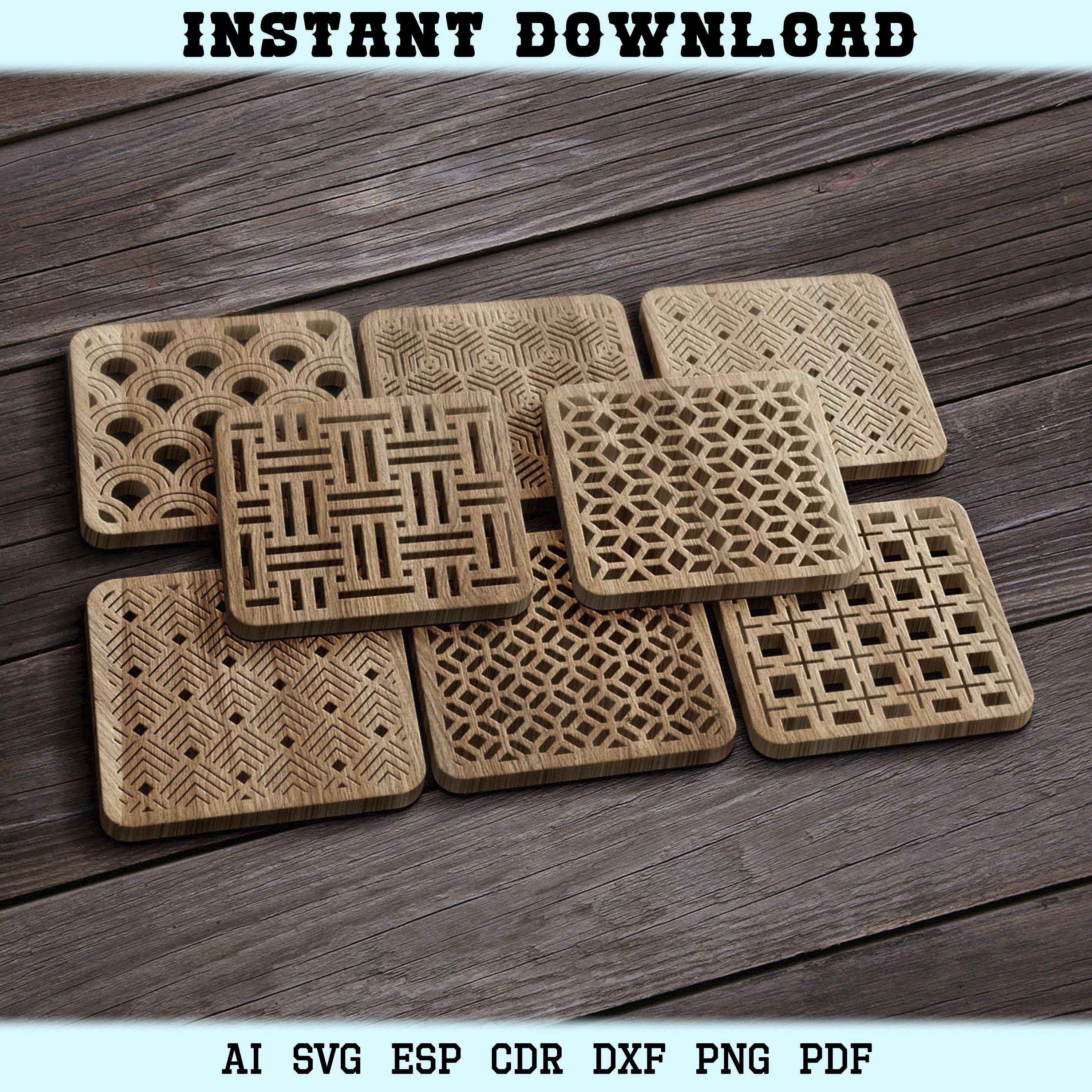 SVG Wood Square Coaster Trivet Wall Decor SVG DX Wood Trivets, Eps ...