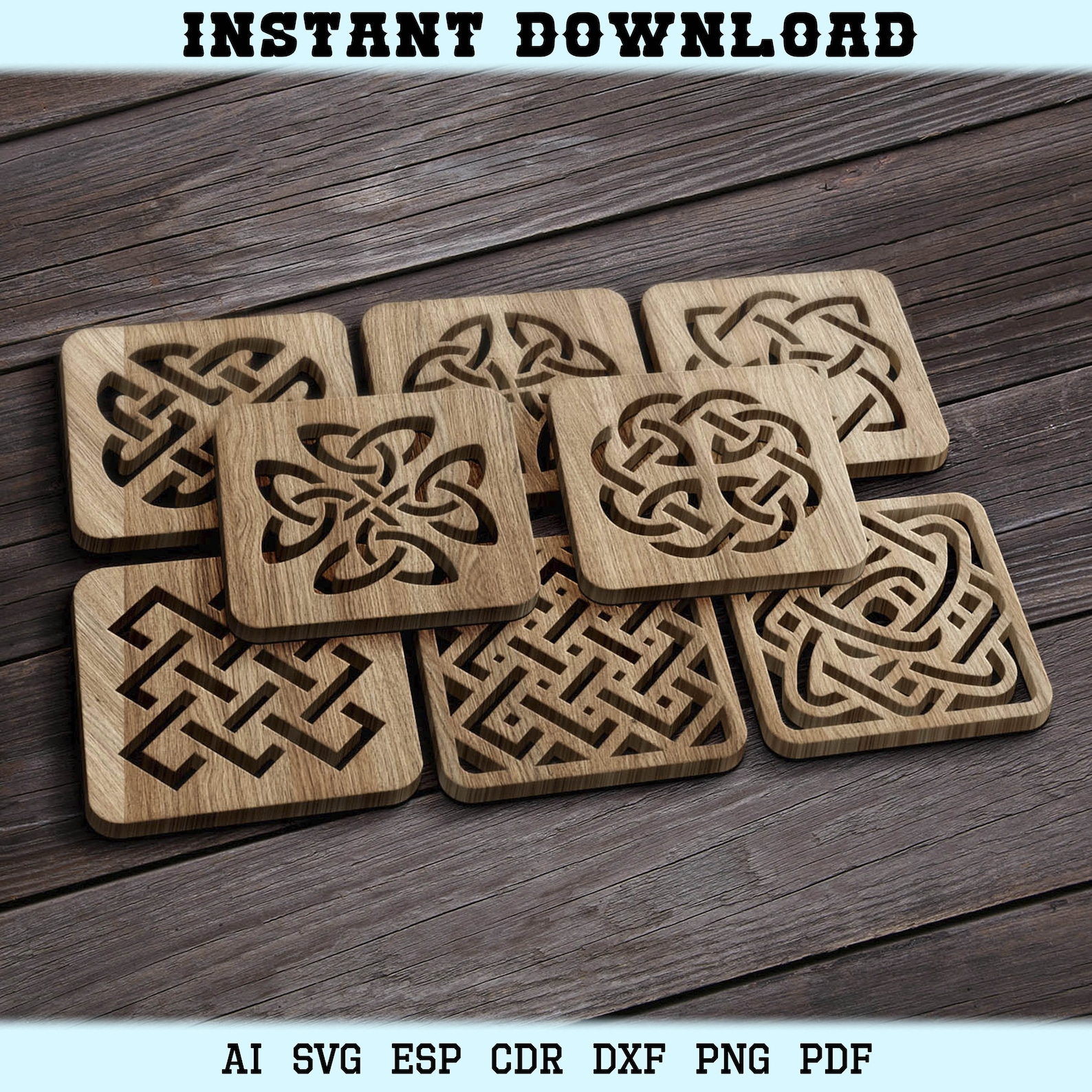 15 Celtic Coasters SVG, SVG Celtic Knot, Home Decor SVG, Coaster Grill ...