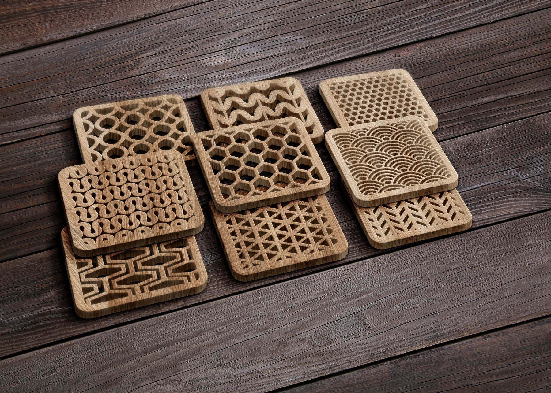 Geometric Square Coaster Trivet Square Wall Decor Geometric DXF Trivet ...