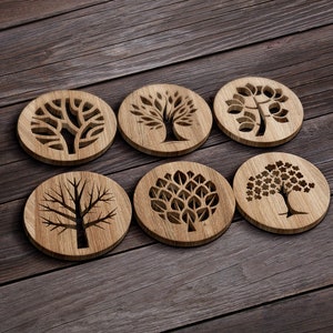 Tree Coasters SVG Laser Cut Tree Trivet Grill Round Tree Wall Decor ...