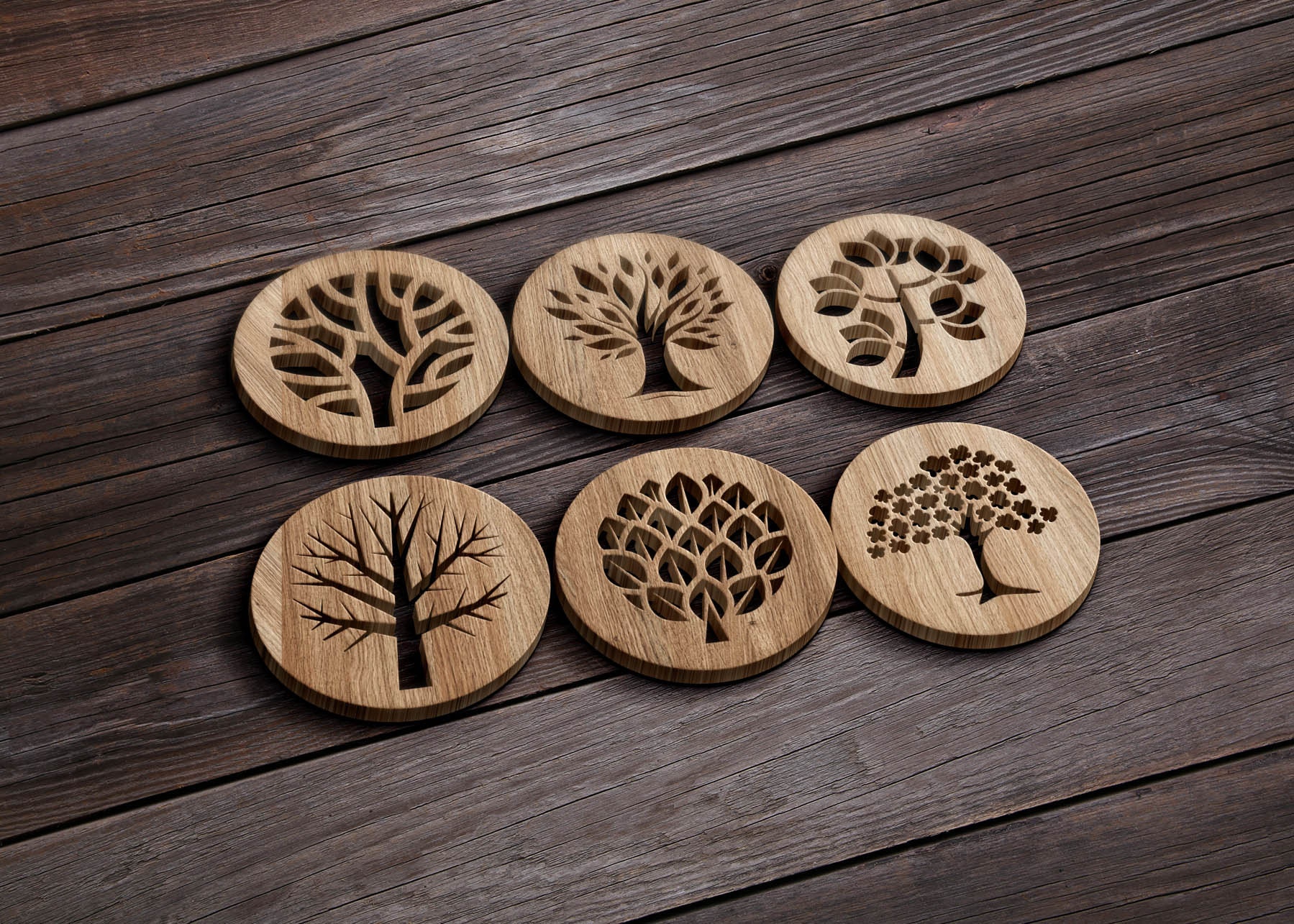 Tree Coasters SVG Laser Cut Tree Trivet Grill Round Tree Wall Decor ...