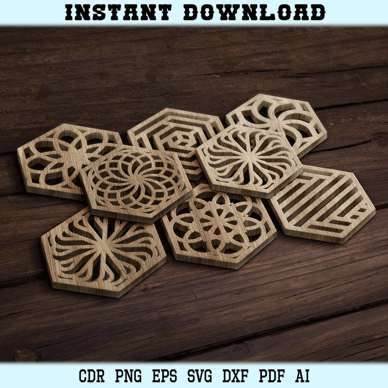 Bundle Geometric Coasters, Svg Panels Collection, Geometric Mandala ...