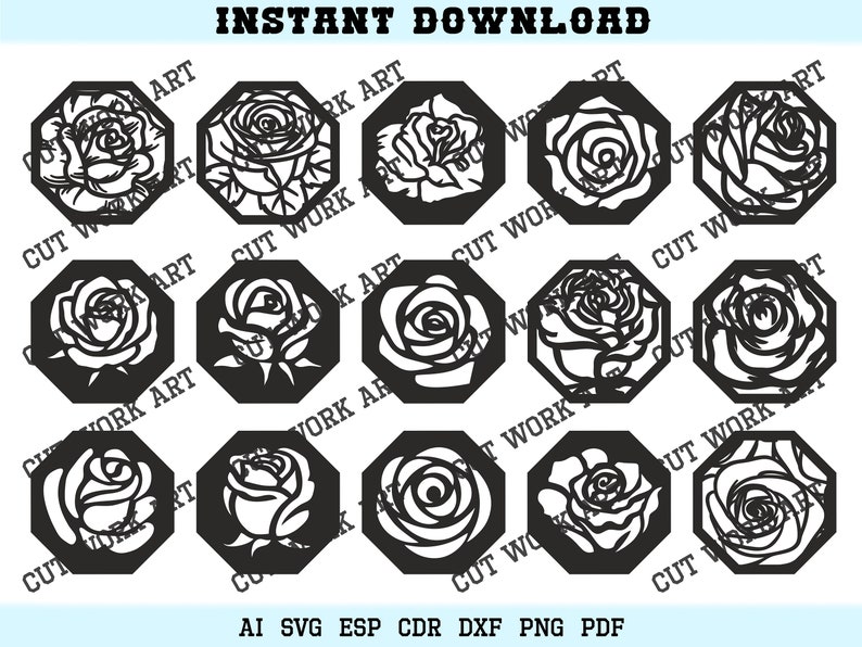 Rose Trivets, SVG Rose Coasters Svg, Wood Rose Coaster Laser Cut Trivet ...