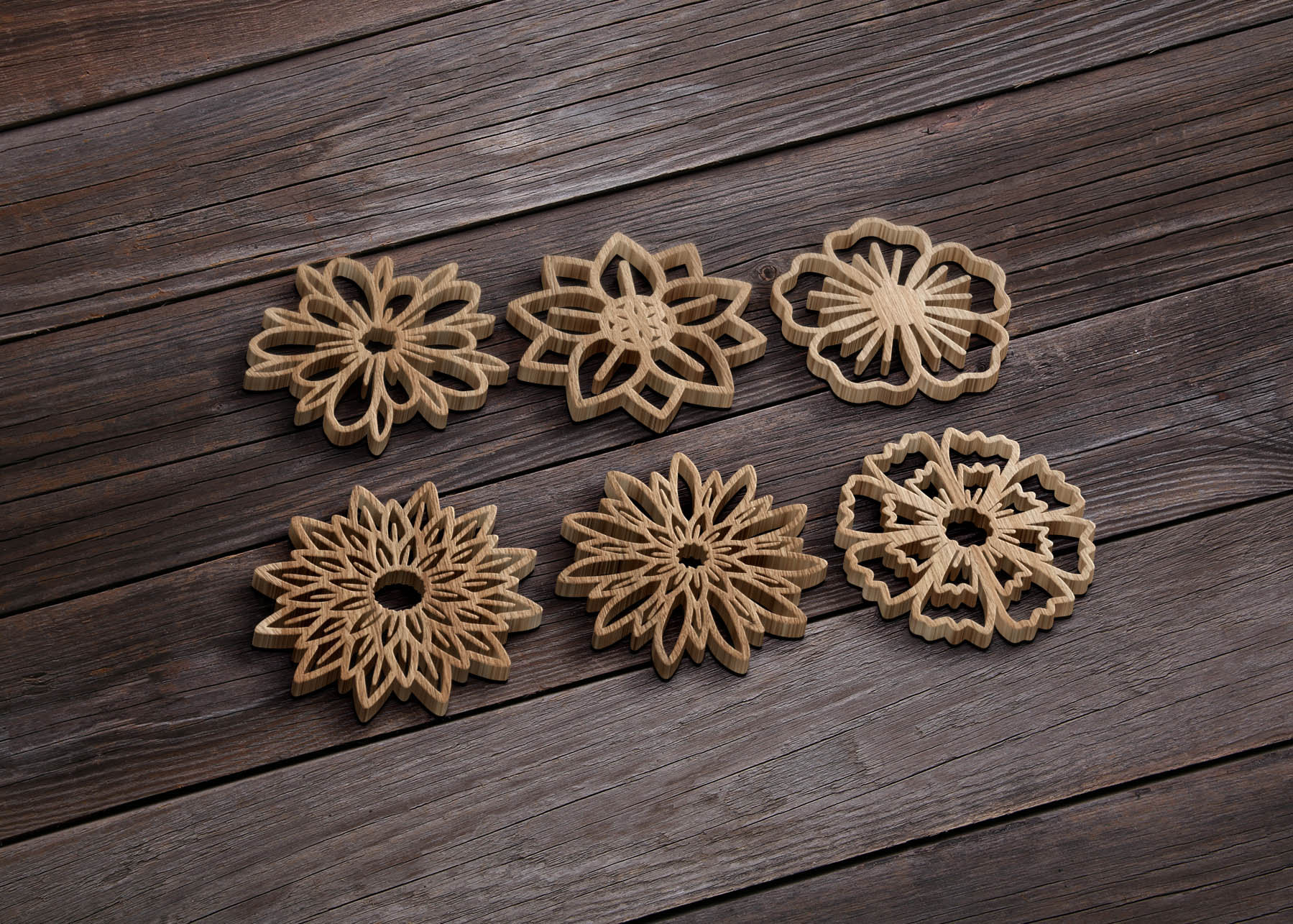 Flower Trivets, SVG Flower Coasters Svg, Wood Rose Coaster Laser Cut ...